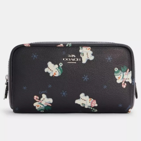 Coach | Bags | New Coach Cosmetic Case In Snowman Snowflake Print ...